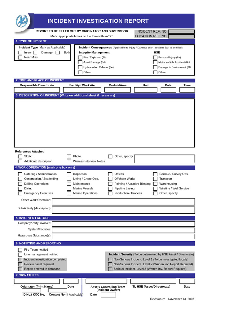 Incident Investigation Report Template | PDF | Water | Petroleum