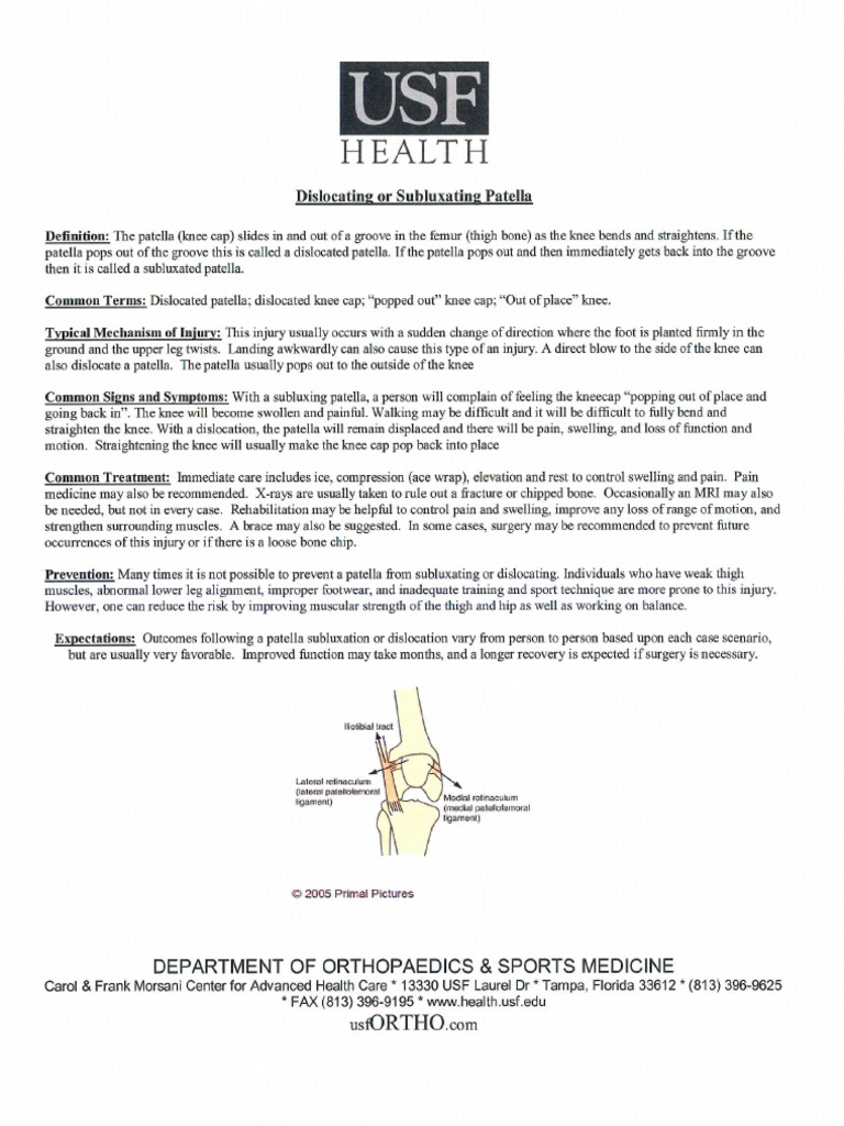 Dislocating or Subluxating Patella | PDF