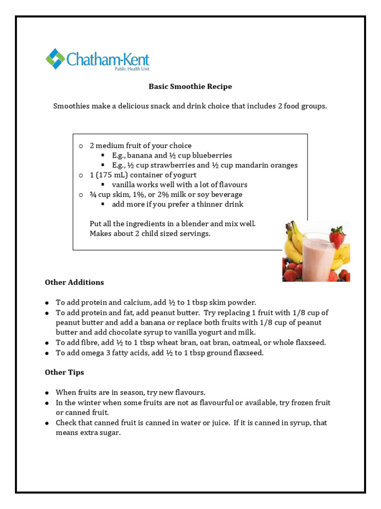 Easy Smoothie Recipes for Kids | PDF
