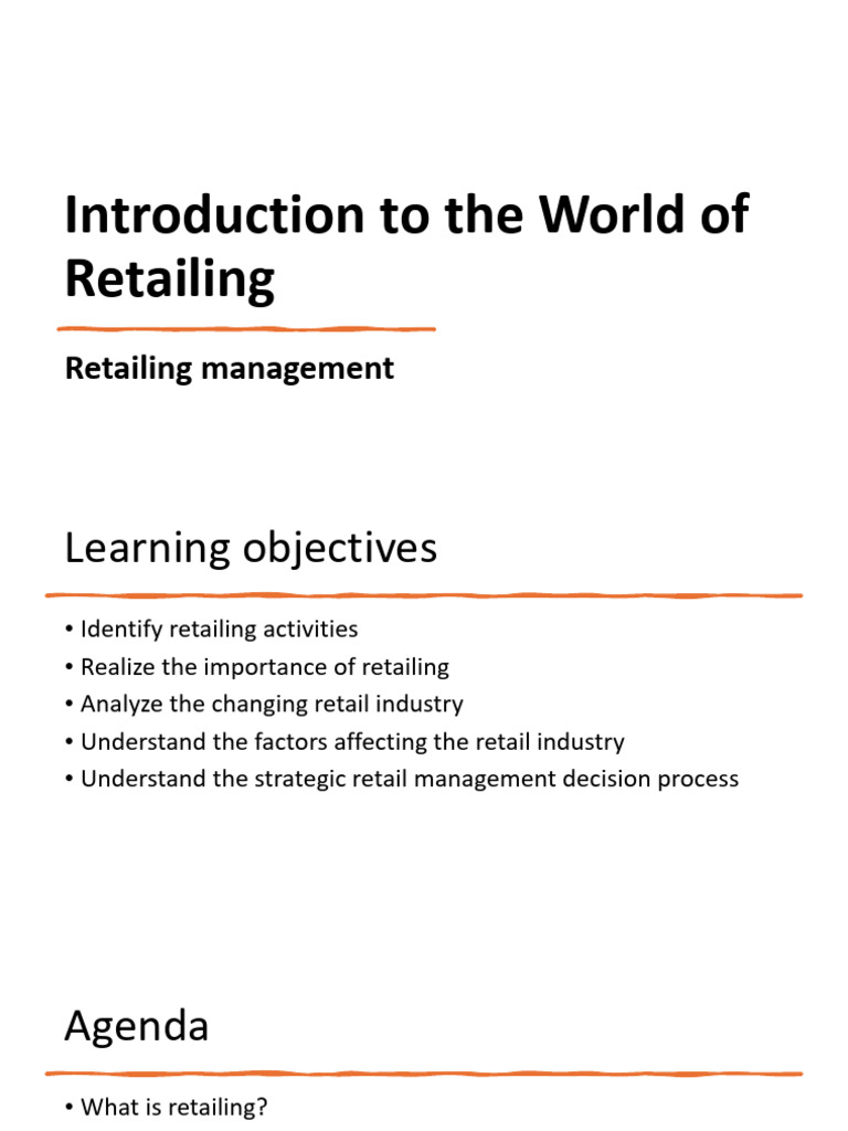 RM-S1-Introduction to the World of Retailing | PDF | Retail | Taxes