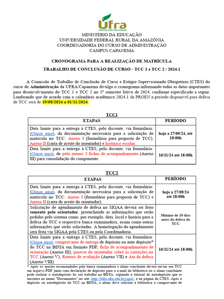 Cronograma TCC1 TCC2 2024-12 | PDF