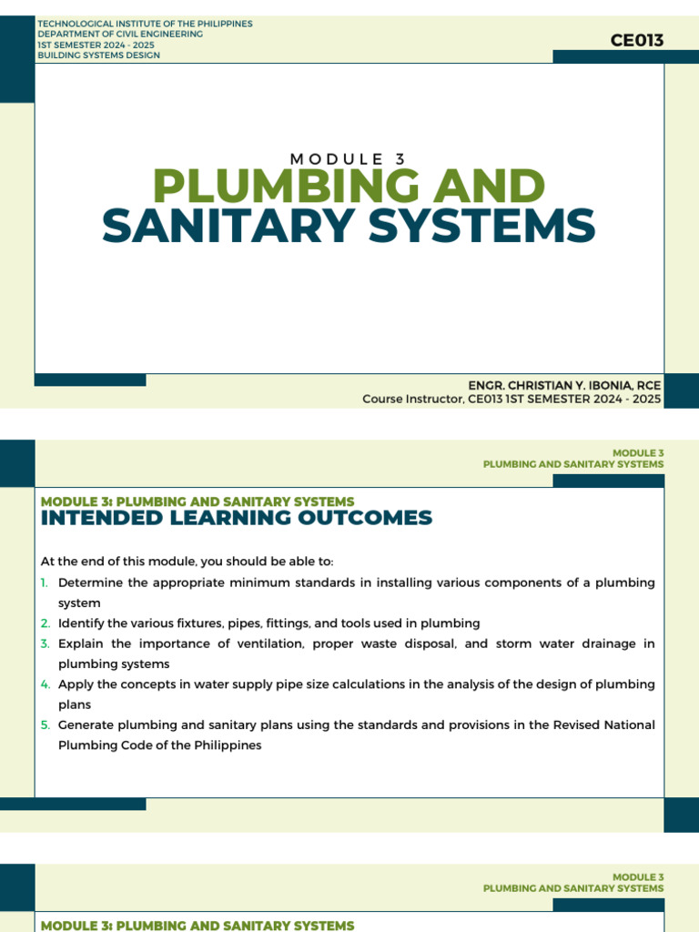 Plumbing and Sanitary Systems Module | PDF | Sanitary Sewer | Plumbing