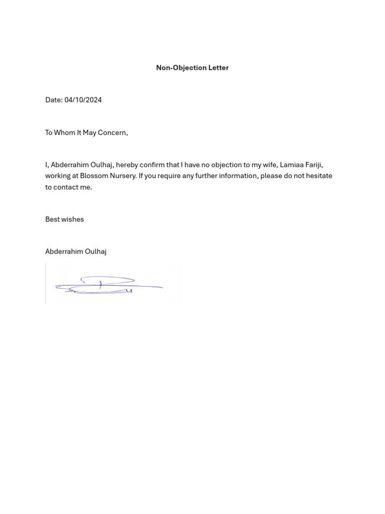 Non-Objection Letter | PDF