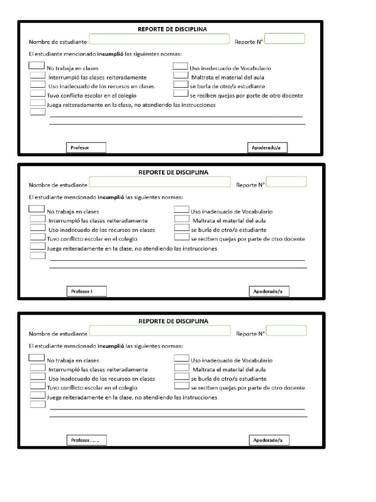 Reporte de Disciplina | PDF