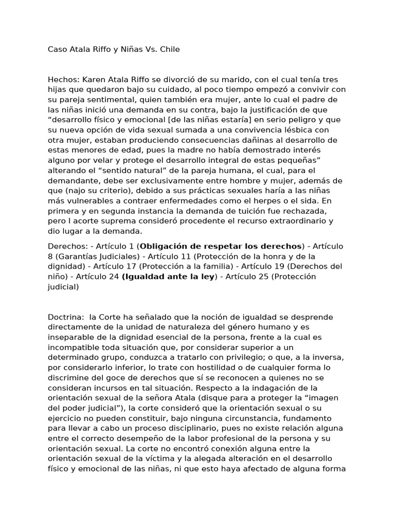 Caso Atala Riffo y Niñas vs. Chile | PDF | Justicia | Crimen y violencia