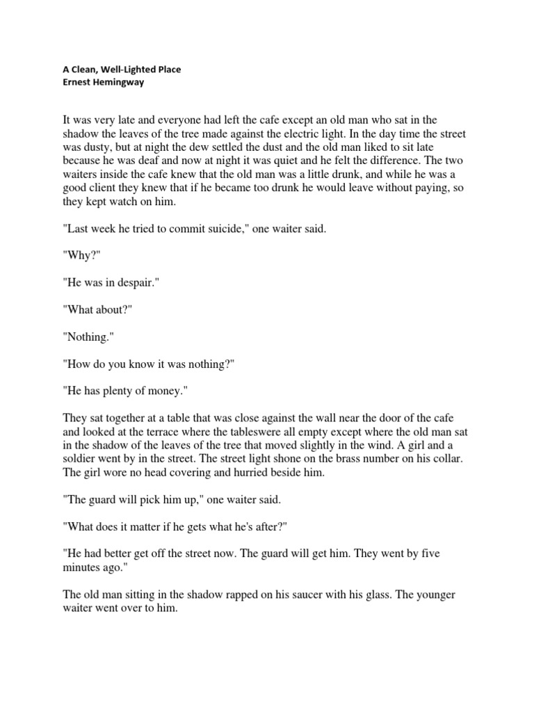 A Clean Well-Lighted Place | PDF