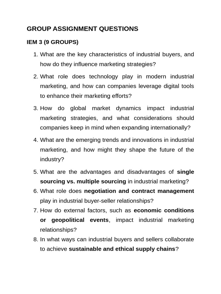 Bus 122 Assignment Questions | PDF | Marketing | Marketing Strategy