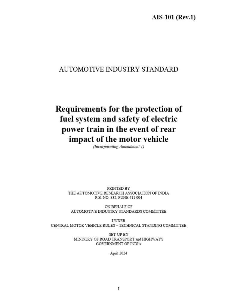 AIS-101: Fuel System Safety Standards | PDF | Voltage | Direct Current