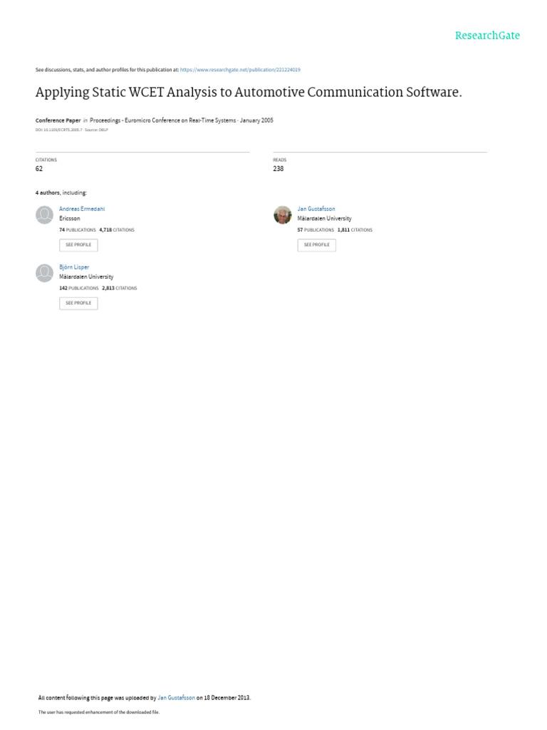 Applying_Static_WCET_Analysis_to_Automotive_Commun | PDF | Central Processing Unit | Computer ...