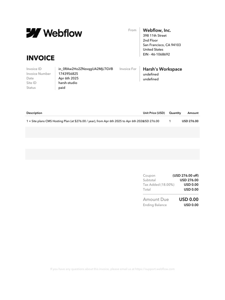 Webflow Invoice | PDF