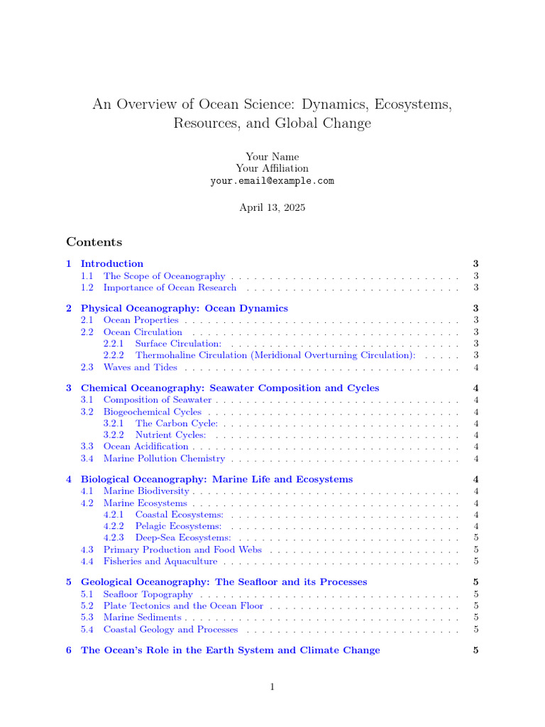 Comprehensive Ocean Science Overview | PDF | Oceans | Seabed