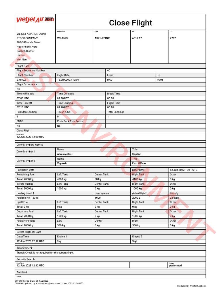 VJC VN-A523 12062023122033 66 VJ1502 Close Flight | PDF | Aviation ...