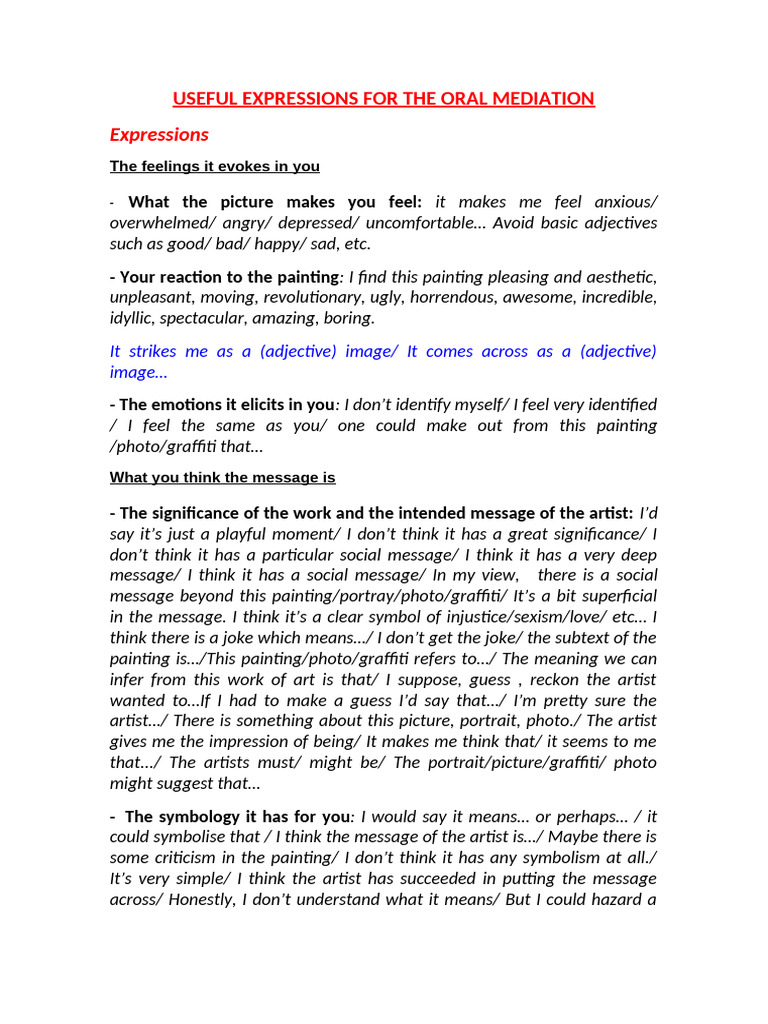 Useful Expressions For The Oral Mediation Sample Om On Politics | PDF ...