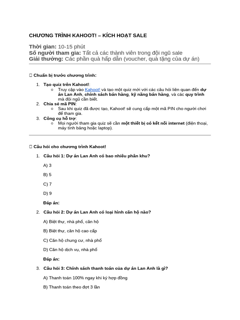 Mini Game Kahoot | PDF