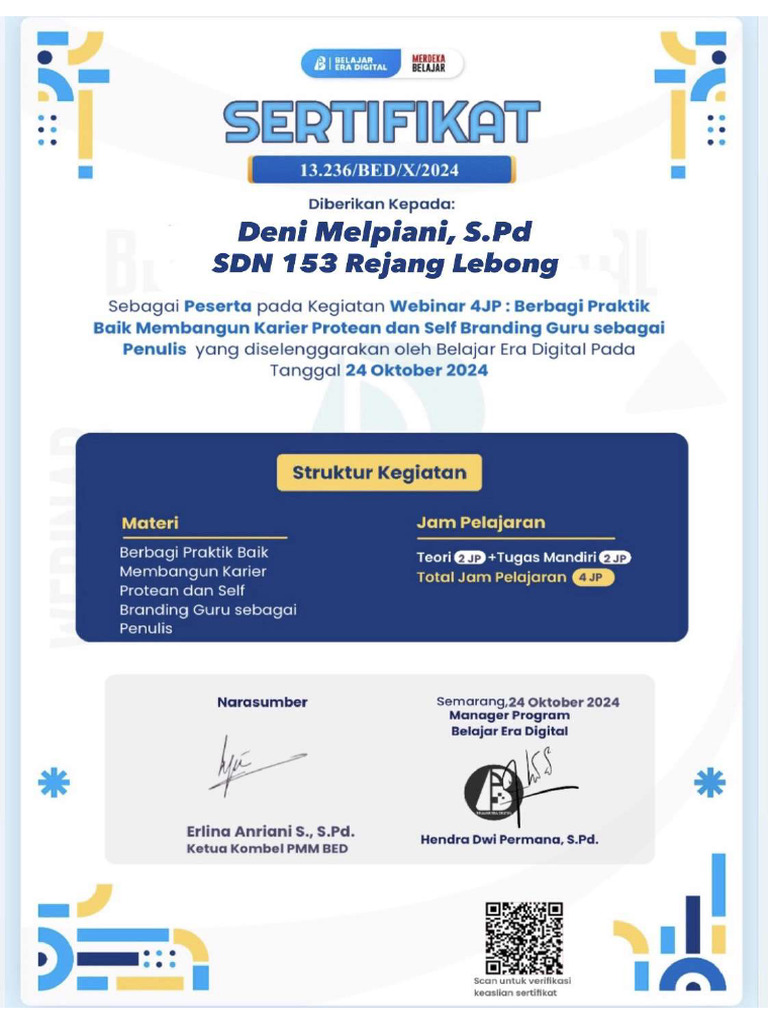 Sertifikat Deni Melpiani 4 | PDF