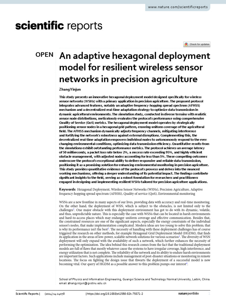 An Adaptive Hexagonal Deployment | PDF | Wireless Sensor Network | Computer Network