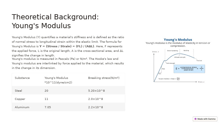Theoretical Background Youngs Modulus | PDF