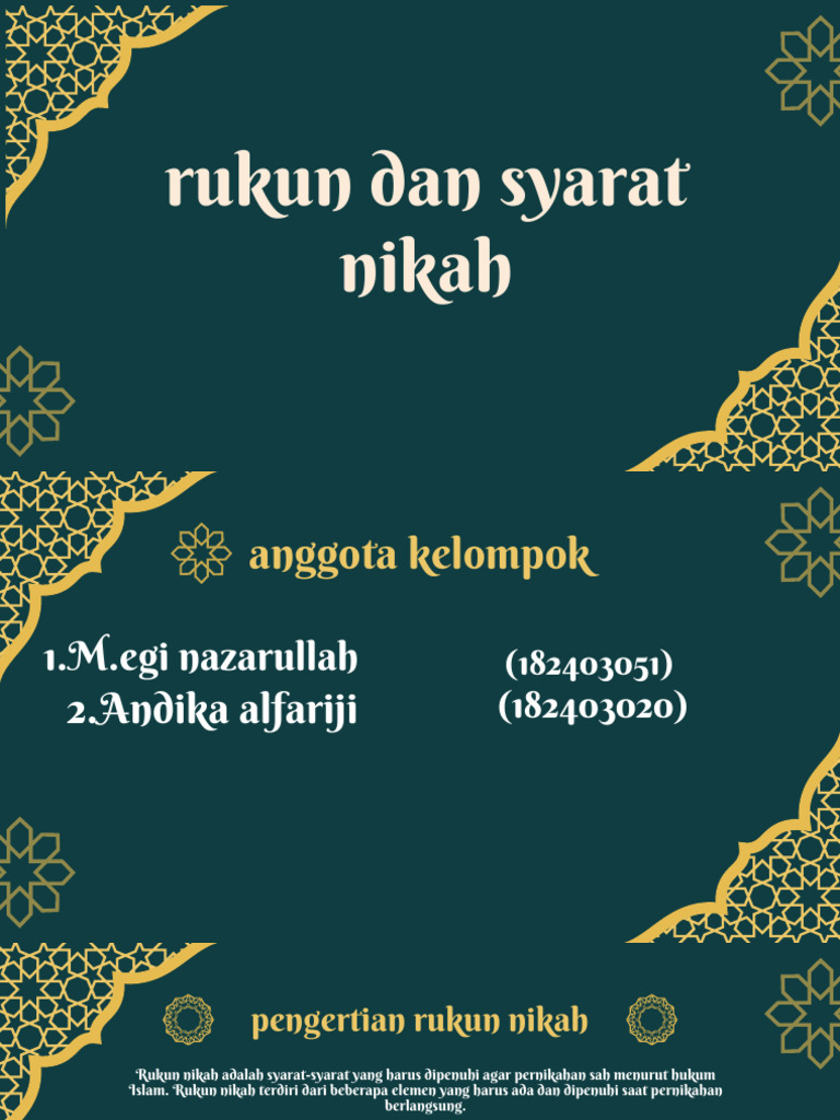 Rukun dan Syarat Nikah dalam Islam | PDF