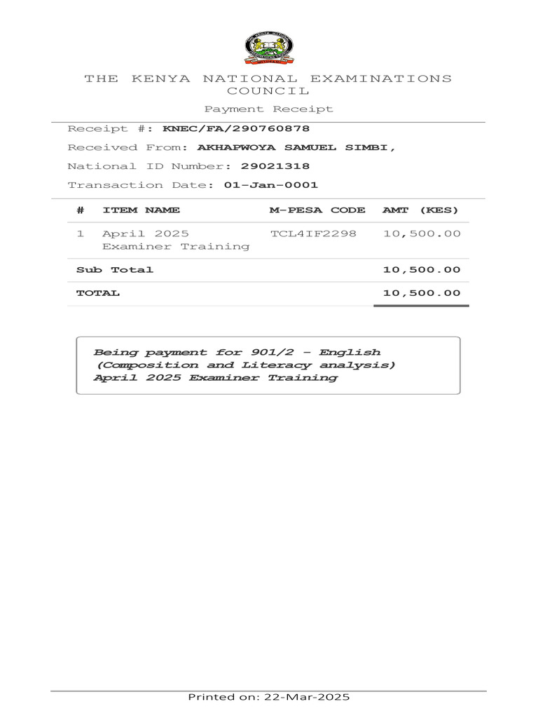 RPT Payment Receipt | PDF