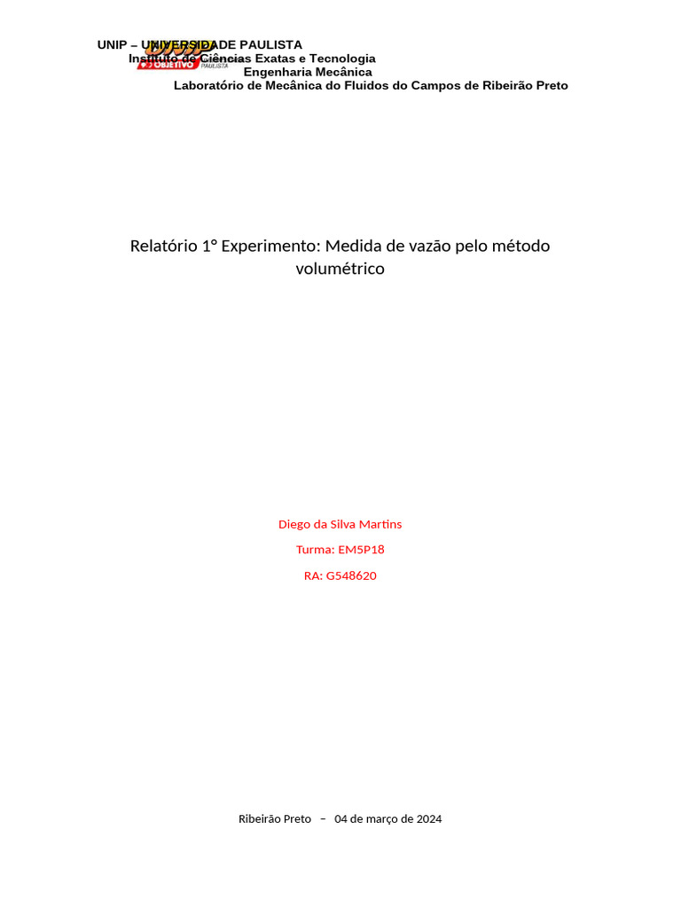 Relatório 1 Mecflu-Versao Correcao Diego - 1 | PDF | Bomba | Descarga (hidrologia)