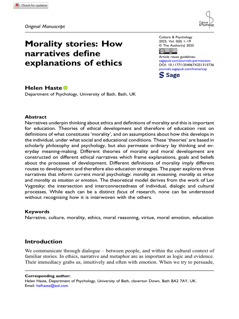 Haste 2025 Morality Stories How Narratives Define Explanations of ...