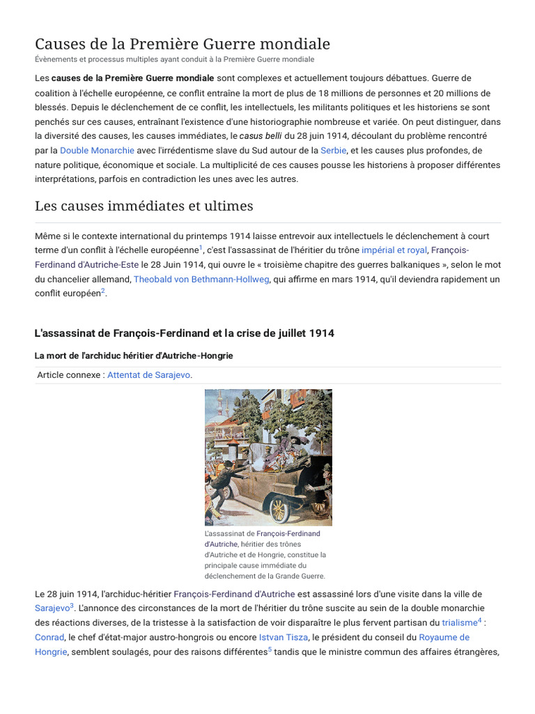 Causes de la Première Guerre mondiale | PDF | Autriche-Hongrie | Serbie