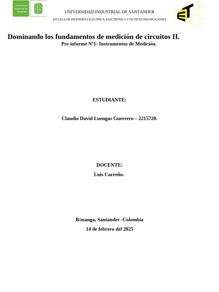 Laboratorio de Circuitos Electricos II Practica 2 | PDF | Corriente eléctrica | Resistencia ...