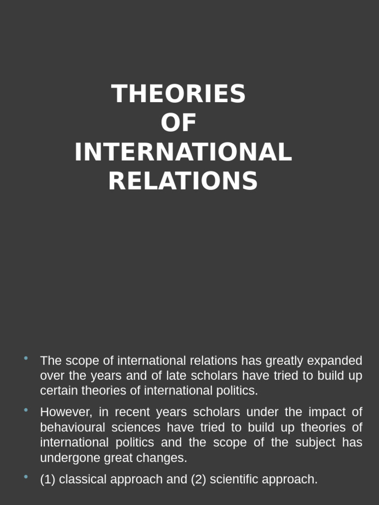 Theories of International Relations | PDF | Theory | Idealism
