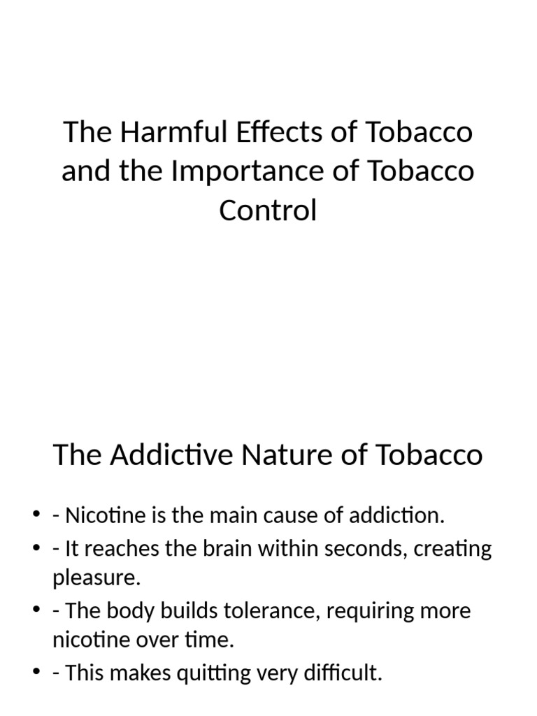 Tobacco Effects and Control Presentation 2 | PDF