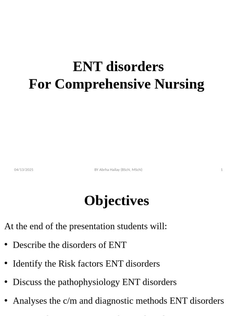 ENT Disorders: Overview and Management | PDF | Human Nose | Common Cold