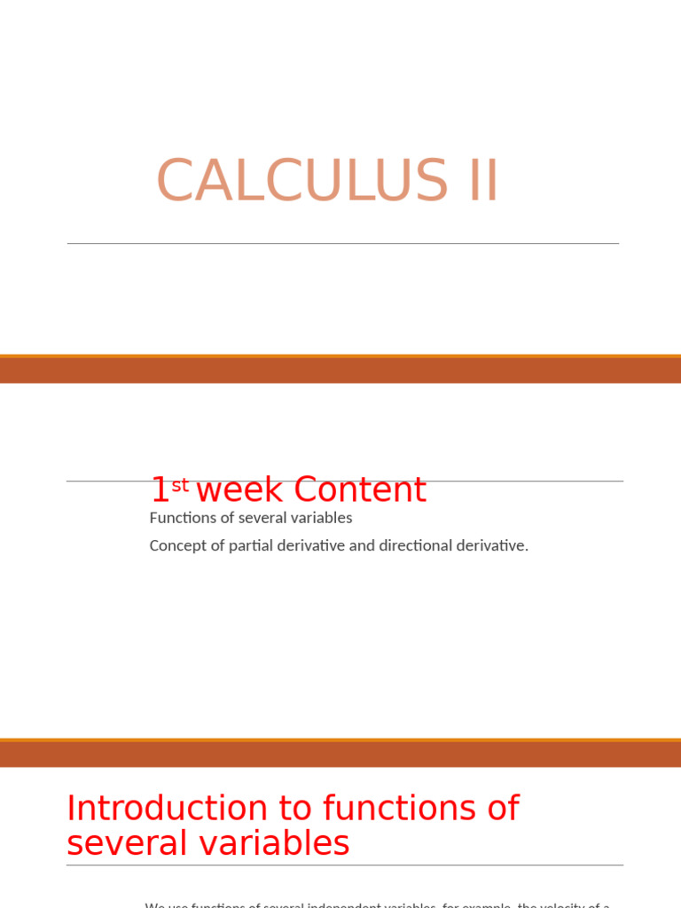 Functions of Several Variables in Calculus II | PDF