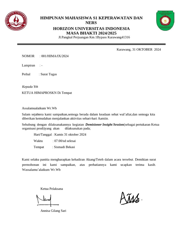 Surat Undangan Demisioner | PDF