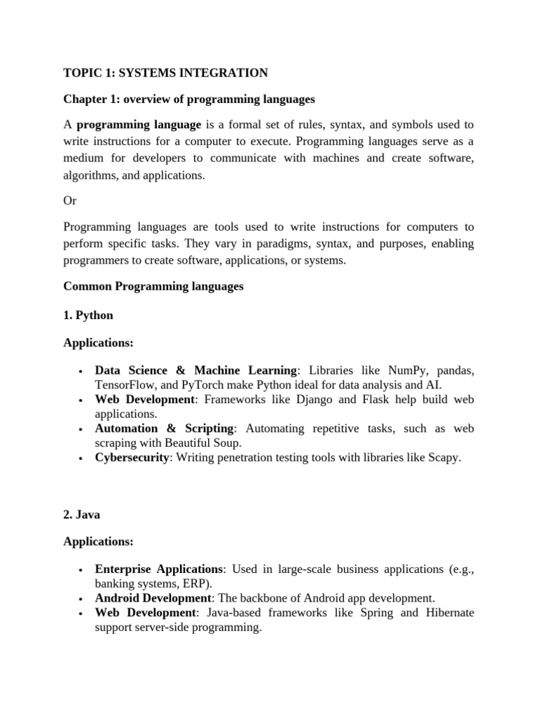 Topic 1 - System Intergration-R | PDF | Object Oriented Programming | Computer Programming