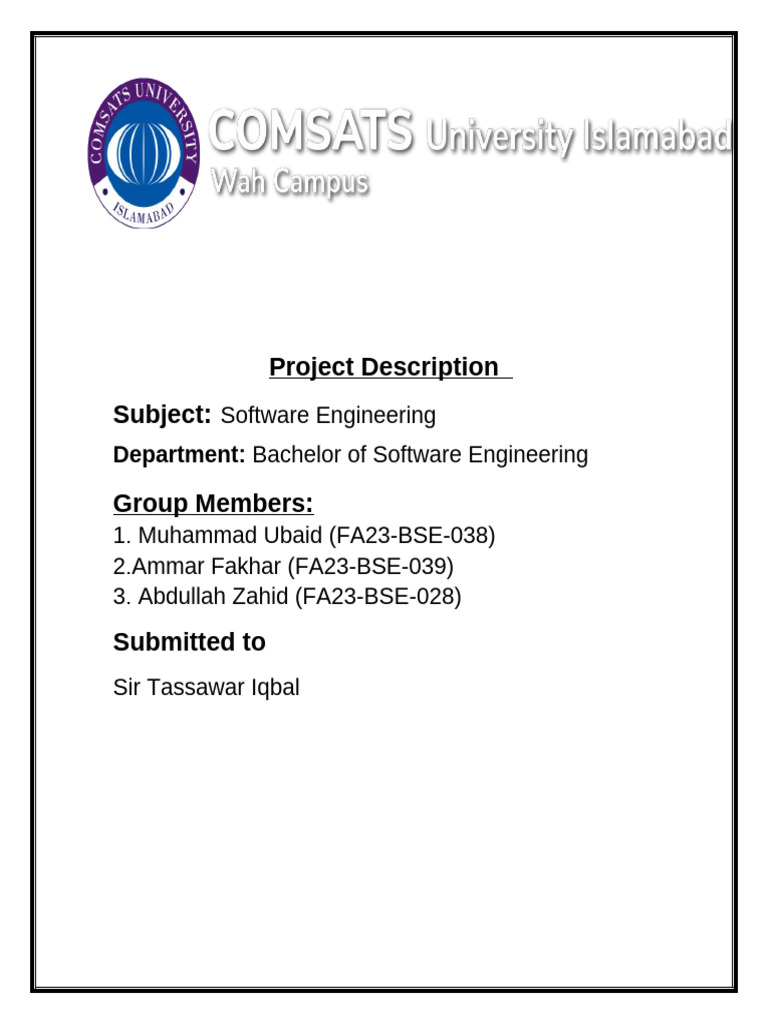 FA23-BSE-038 M Ubaid Project Description | PDF | System | Usability