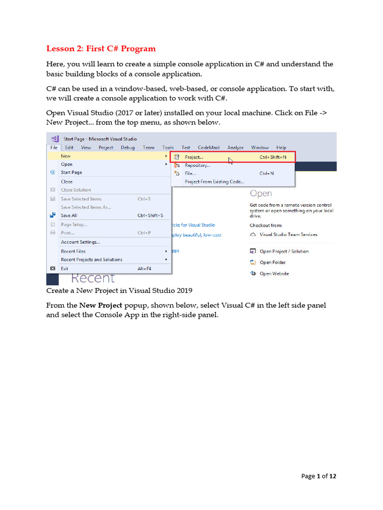 Lesson 2 C# Console Application | PDF | C Sharp (Programming Language) | Software