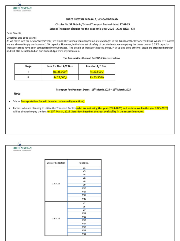 SNPV Transport Circular 2025-26 | PDF | Transport | Service Industries