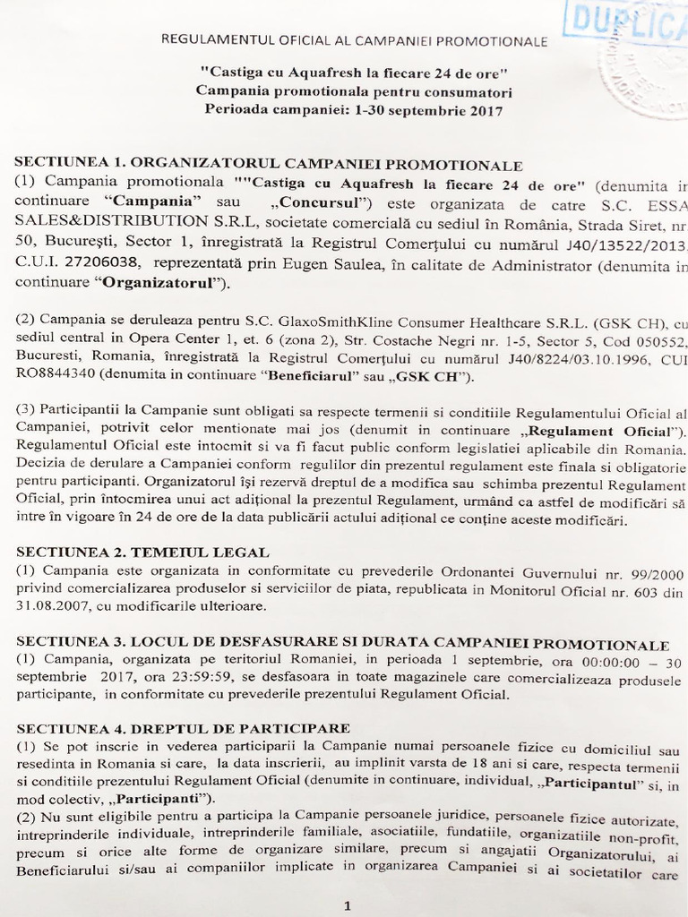 REGULAMENT Campanie | PDF