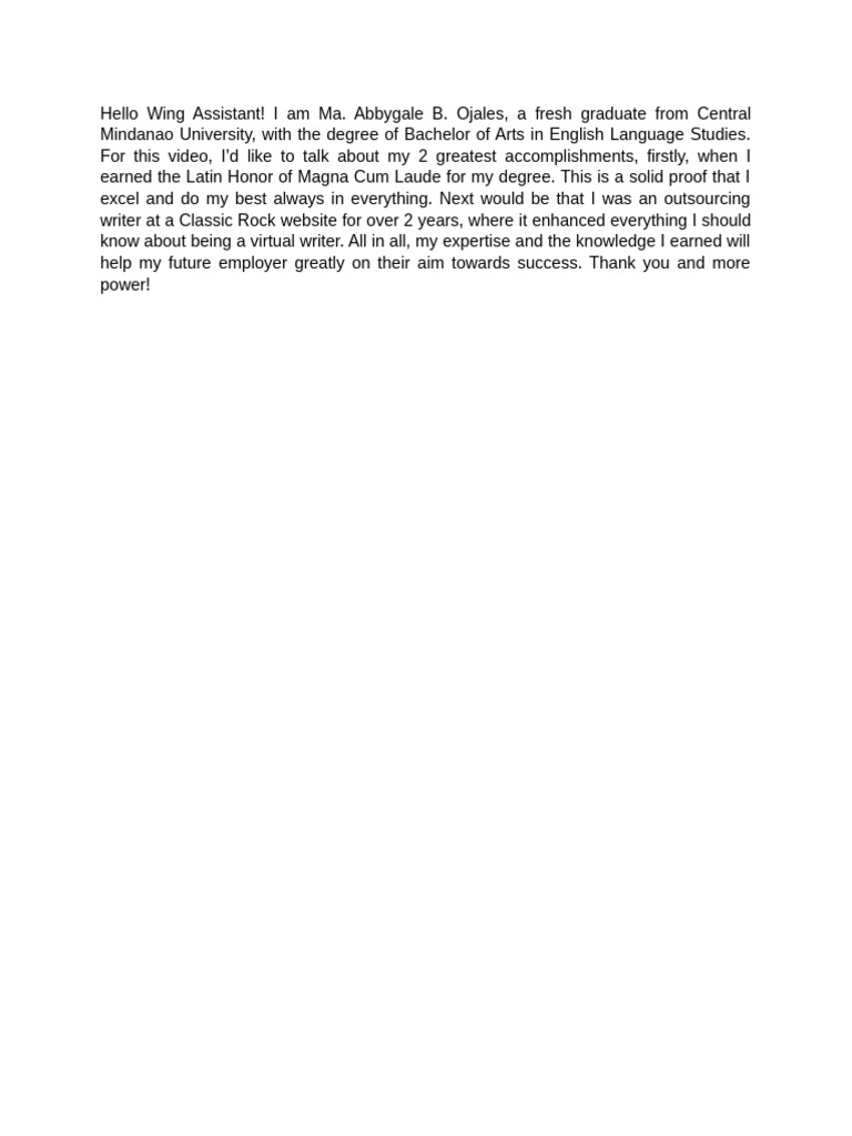 Hello Wing Assistant | PDF