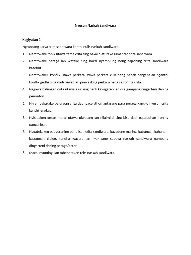 Format Nyusun Naskah Sandiwara | PDF