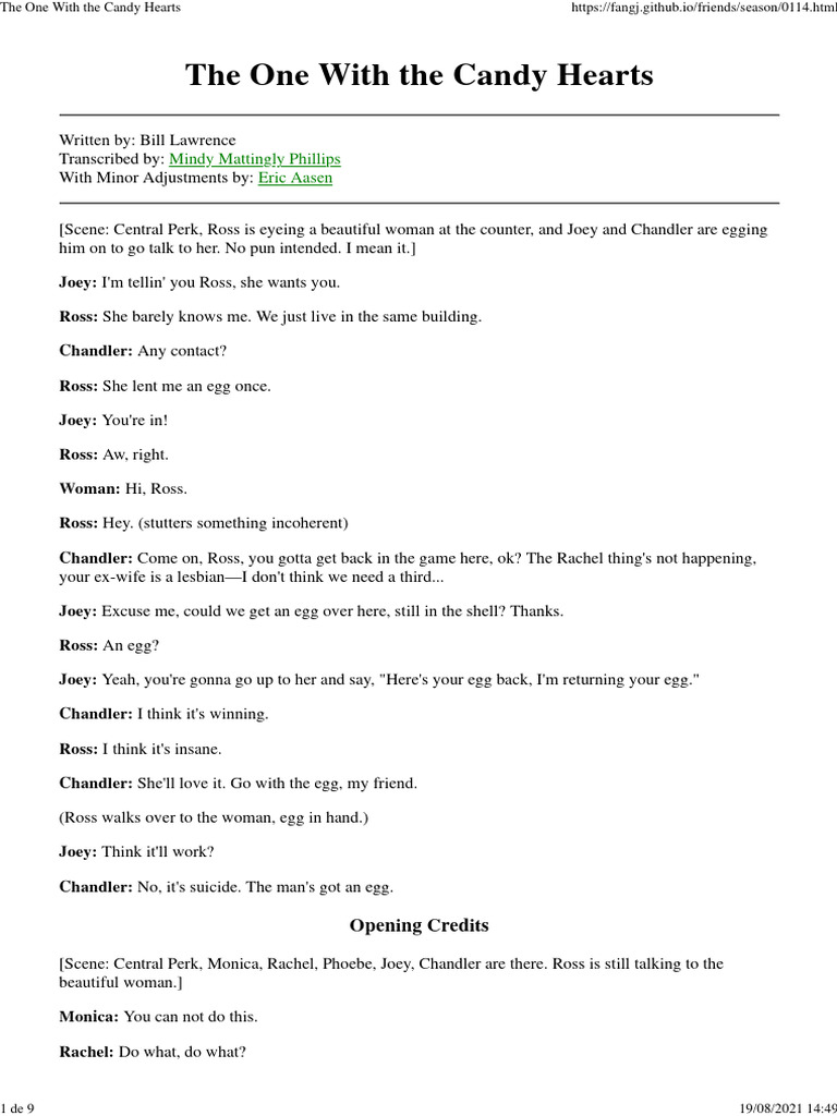 Valentine's Day Chaos in Friends Episode | PDF | Friends