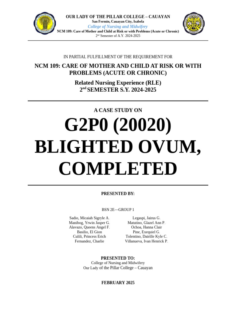 Group 1 2E Blighted Ovum | PDF | Miscarriage | Pregnancy