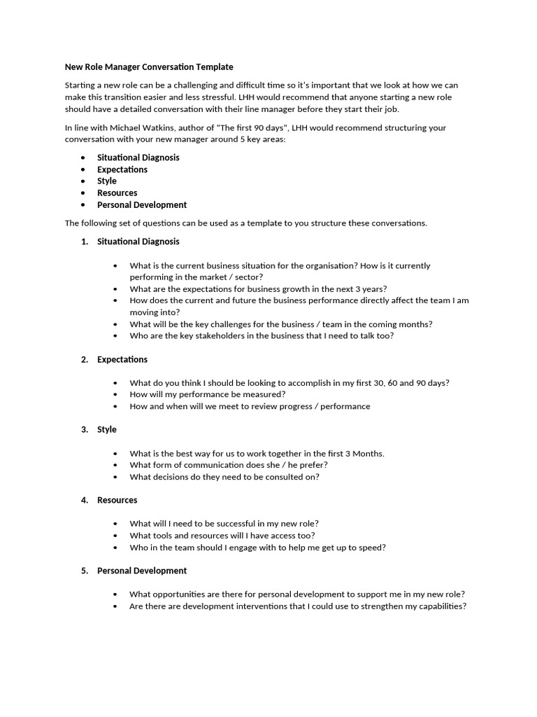 New Role Manager Conversation Template | PDF