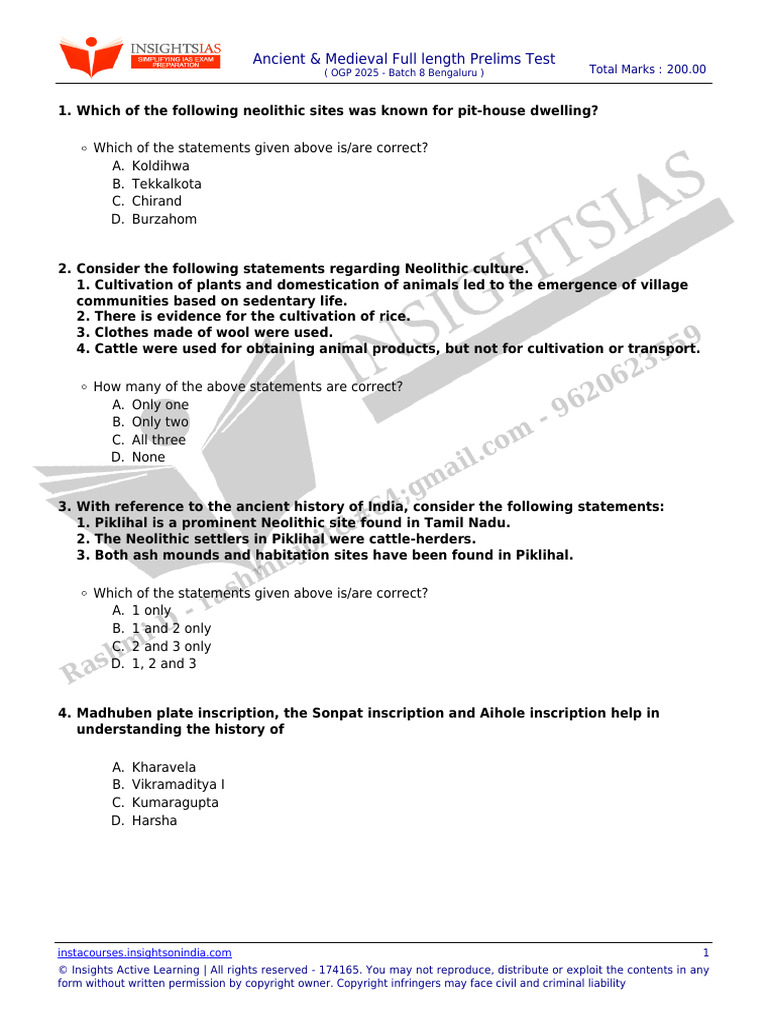 Ancient & Medieval Full Length Prelims Test-13-Apr-25 20-12-39 | PDF