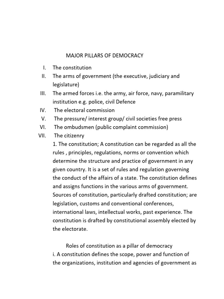 Pillars of Democracy | PDF | Constitution | Government