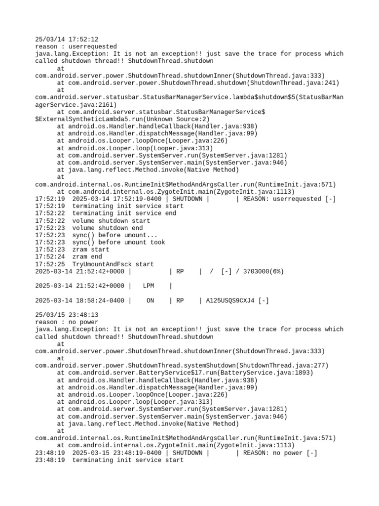 Shutdown Reasons and Processes Log | PDF | Embedded Linux Distributions | Mobile Linux