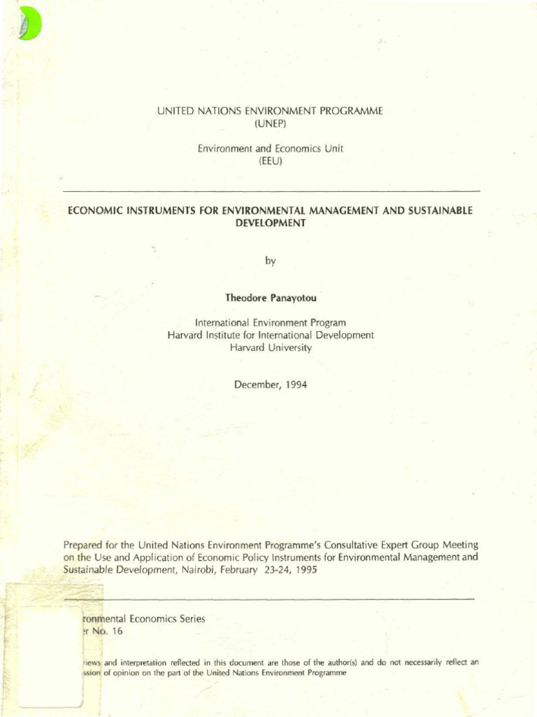Economic Instruments Environmental Sustainable | PDF | Taxes | Subsidy