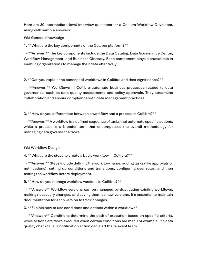 Here Are 30 Intermediate Collibra | PDF | Workflow | Governance