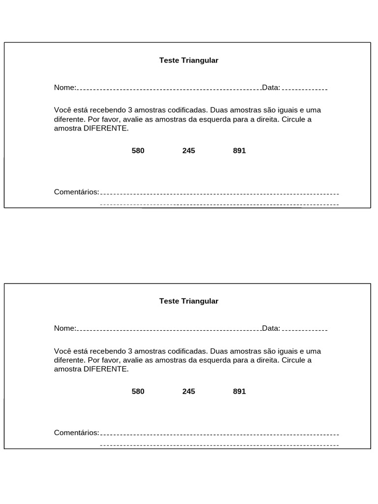 Ficha Do Teste Triangular | PDF