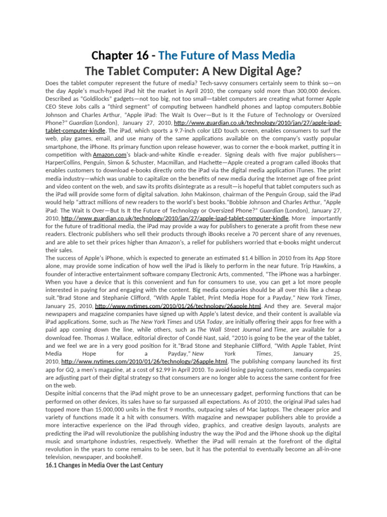 The Internet and The Future of Mass Media | PDF | Internet | I Pad