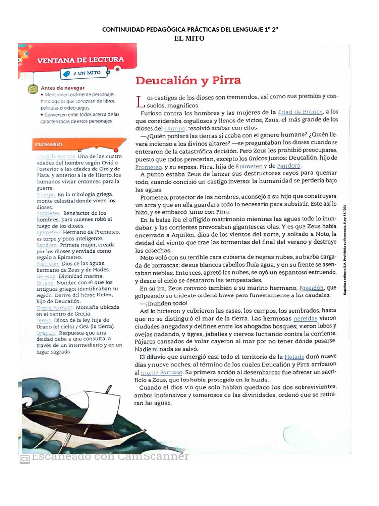 C. P Orencia Fernandez Prácticas Del Lenguaje 1° 2° Mito 2 | PDF